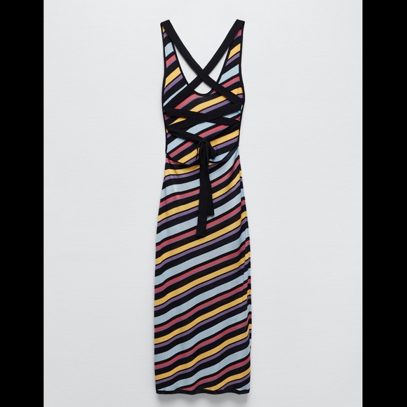 Zara | Dresses | Zara Diagonal Stripe Knit Dress | Poshmark